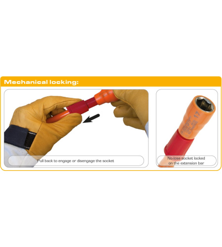 Insulated Square T-Wrench with Mechanical Locking